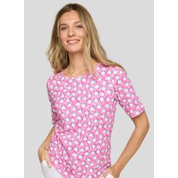 T-Shirt Rabe, Damen, Gr. 44, orchidee, Jersey, Obermaterial: 92% Baumwolle, 8% Elasthan, bedruckt, gemustert, normal h&uuml;ftbedeckend, Rundhals, Shirts T-Shirt, mit grafischem Muster