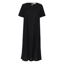 Midikleid Kaffe "Kleid KAbellis", Damen, Gr. 38, N-Gr, schwarz (schwarz deep), Obermaterial: 85% Baumwolle CO. 15% Leinen LI., Kleider Midikleid