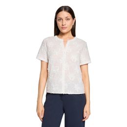 BETTY & CO Hemdbluse BETTY & CO "Damen mit Stickerei", Damen, Gr. 36, wei&szlig;, Obermaterial: 100% Polyester, 100% Baumwolle, gerade normal, Rundhals, Blusen Hemdbluse