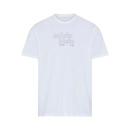 T-Shirt Calvin Klein Jeans "CALVIN KLEIN GRAP", Jungen, Gr. M, hellwei&szlig;, Web, Obermaterial: 100% Baumwolle, unifarben, regular fit normal, Rundhals, eingesetzt abgesteppte Kante, Shirts T-Shirt, Regular fit mit Markenprint
