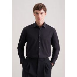 Businesshemd Seidensticker "Schwarze Rose", Herren, Gr. L (41-42), normale &Auml;rmell&auml;ngen, schwarz, 100% Baumwolle, unifarben, regular fit, 2-Knopf-Manschette, Hemden, Regular 1/1 Kentkragen Uni