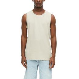 Tanktop s.Oliver, Herren, Gr. XXL, beige, Single Jersey, Obermaterial: 60% Baumwolle, 40% Polyester, unifarben, normal h&uuml;ftbedeckend, Rundhals, Tops Tanktop, Sommertop in feiner Streifen-Optik