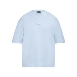 T-Shirt DROPSIZE "Dropsize Herren Heavy Oversize Front Rubber Patch T-Shirt", Jungen, Gr. L, baby blau, 100% Baumwolle, bedruckt, oversize, Rundhals, Shirts T-Shirt