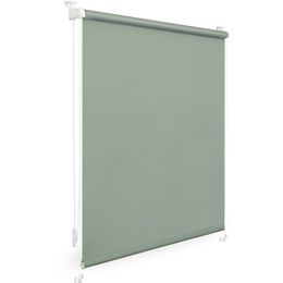Seitenzugrollo LICHTBLICK ORIGINAL "Uni Rollo", gr&uuml;n (salbei, wei&szlig;), B:70cm H:150cm, Polyester, Rollos, Seitenzugrollo, mit Klemmtr&auml;ger und Farbbeschichtung - f&uuml;r Fenster und T&uuml;ren, Klemmfix