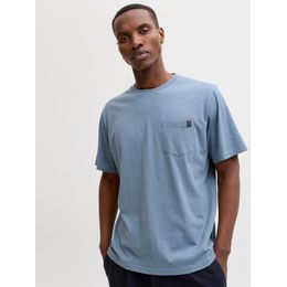 Jack & Jones Kurzarmshirt JACK & JONES "JJEDOVER SLUB TEE SS NOOS", Jungen, Gr. L, blau mirage, Jersey, Obermaterial: 95% Baumwolle, 5% Elasthan, unifarben, relaxed fit normal, Rundhals, Shirts, Baumwollmischung, relaxed fit