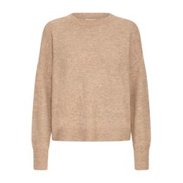 Strickpullover B.Young "Langarm BYMONNA", Damen, Gr. L, braun (walnut melange), Obermaterial: 51% Polyacryl PAN. 28% Polyester PES. 18% Alpaka WP. 3% Elasthan EL., Pullover Strickpullover