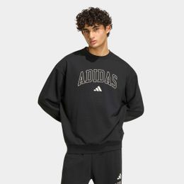 Sweatshirt adidas Sportswear "M COLL FT CRW", Herren, Gr. L, schwarz, sanftes wei&szlig;, Obermaterial: 55% Baumwolle, 36% Polyester, 9% Viskose, normal, Rundhals, angesetztes B&uuml;ndchen, Sweatshirts Sweatshirt