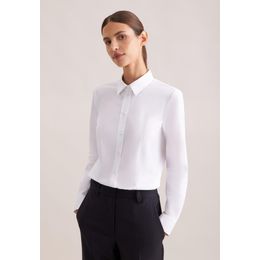 Hemdbluse Seidensticker, Damen, Gr. 3XL (46), wei&szlig;, 93% Polyester, 7% Elasthan, unifarben, regular fit, ohne Ausschnitt, Blusen Hemdbluse, 1/1 Kragen Uni