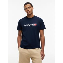 T-Shirt Tommy Jeans "TJM REGULAR ENTRY DNA", Jungen, Gr. S, schwarz night navy, Single Jersey, Obermaterial: 100% Baumwolle, regular fit normal, Rundhals, Shirts T-Shirt