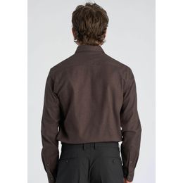 Businesshemd LINDBERGH "Business-Casual-Hemd Modern Fit", Herren, Gr. L, Normalgr&ouml;&szlig;en, braun (dk braun mel), Obermaterial: 100% Baumwolle, Hemden