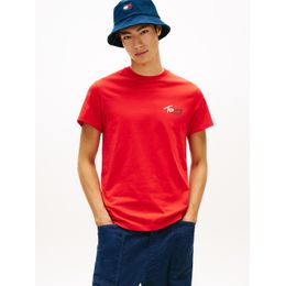 Tommy Jeans Herren T-Shirt "TJM SLIM FIT SIGN CHEST"rapid rot, Gr. 4XL, Single Jersey, Obermaterial: 100% Baumwolle, Shirts, mit Markenprint