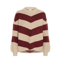 Strickpullover Kaffe "Strickpullover KAverana", Damen, Gr. L, beige (feather g.m., windsor with stripe), Obermaterial: 46% Polyacryl PAN. 45% Nylon NY. 5% Wolle mw. 4% Elasthan EL., Pullover Strickpullover