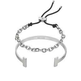 Armband MARC LAUDER "MS02SS", schwarz, silber, Armb&auml;nder, Herren, Inner diameter 6cm/21,2cm, Edelstahl Leder, Edelstahl, Leder, Armband