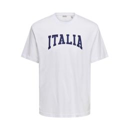 Only & Sons Kurzarmshirt ONLY & SONS "ONSDEREK LIFE RLX SS TEE", Jungen, Gr. L, hellwei&szlig; print:deutchland, Jersey, Obermaterial: 100% Baumwolle, bedruckt, normal, Rundhals, Shirts, mit Deutschland Druck