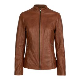 Lederjacke Bugatti "BULady-144", Damen, Gr. 36, cognac, Obermaterial: 100% Lammleder LEL. Futter: 100% Polyester PES., Rundhals, Jacken, aus weichem Leder