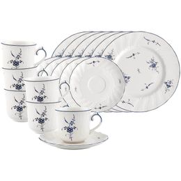Villeroy & Boch Geschirr-Set VILLEROY & BOCH "Kaffeeservice Vieux Luxembourg 18er Set wei&szlig;-blau", bunt (wei&szlig;, blau), 18, Porzellan, Geschirr-Sets, Geschirr-Set, Sp&uuml;lmaschinengeeignet, Mikrowellengeeignet
