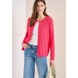 Cardigan Cecil, Damen, Gr. XXL (46), pink (geranium rot), Web, 60% Baumwolle, 40% Viskose, unifarben, comfort fit normal, Rundhals, Rippb&uuml;ndchen, Strickjacken, mit Rundhalsausschnitt
