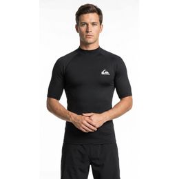 Strandshirt Quiksilver "EVERYDAY UPF50 SS", Jungen, Gr. L, schwarz, Jersey, Obermaterial: 84% Polyester, 16% Elasthan, normal, Rundhals, Shirts, mit UV-Schutz, aus Jersey-Material, Kurzarm-Design