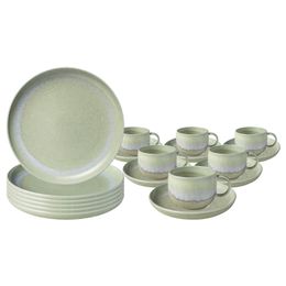 Geschirr-Set "Kaffeeservice Perlemor Alga 18er Set gr&uuml;n", gr&uuml;n, 18, Porzellan, LIKE. BY VILLEROY & BOCH, Geschirr-Sets, Geschirr-Set, Sp&uuml;lmaschinengeeignet, Mikrowellengeeignet