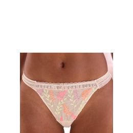 String Lascana "Mirabel, Amira-Kollektion", Damen, Gr. 48/50, bunt (puder, neon), Mesh, Obermaterial: 83% Polyamid, 9% Polyester, 8% Elasthan, Unterhosen String, aus Mesh mit gl&auml;nzender Blumenstickerei, transparente Unterw&auml;sche