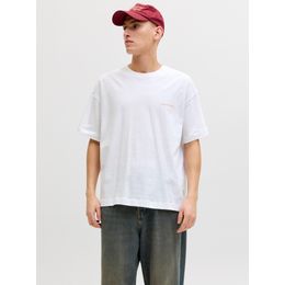 Jack & Jones T-Shirt JACK & JONES "JORMONTAUK BACK GRAPHIC TEE SSCN EA26 SN", Jungen, Gr. S, wei&szlig; (hellwei&szlig; detail:with bandana), Jersey, Obermaterial: 100% Baumwolle, bedruckt, loose fit normal, Rundhals, Shirts T-Shirt, Baumwolle, locker geschnitten
