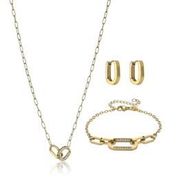 Ohrring und Ketten Set MARC LAUDER "MS010G", gold, Schmuck_Sets, Damen, 40-45cm/20.5cm, Edelstahl, 40-45cm/20.5cm
