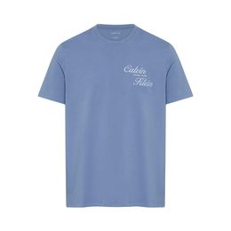 T-Shirt Calvin Klein Jeans "CALVIN KLEIN", Jungen, Gr. M, dusty sailor blau, Web, Obermaterial: 100% Baumwolle, unifarben, regular fit normal, Rundhals, eingesetzt abgesteppte Kante, Shirts T-Shirt, Regular fit mit Print