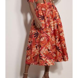Midirock Apricot "Rock", Damen, Gr. M (38), rot, gewebt, Obermaterial: 100% Baumwolle CO., bedruckt, normal, R&ouml;cke, und elastischem Bund