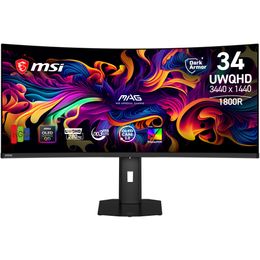 MSI OLED-Monitor "MAG 341CQP QD-OLED", Energieeffizienz: F (A-G), schwarz, Monitore, neig-, schwenk-, h&ouml;henverstellbar