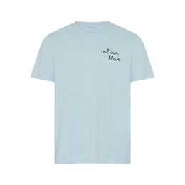 T-Shirt Calvin Klein Jeans "LINES SEASONAL", Jungen, Gr. L, winter sky, Web, Obermaterial: 100% Baumwolle, unifarben, regular fit normal, Rundhals, eingesetzt abgesteppte Kante, Shirts T-Shirt, Regular fit mit Print