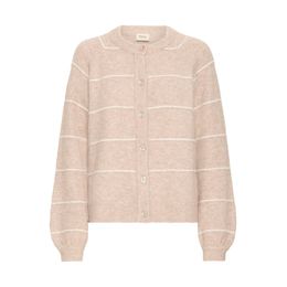 Strickjacke Fransa "Strickjacke FRKENDRA", Damen, Gr. L, beige (feather gray mix), Obermaterial: 53% Polyester PES. 39% Polyacryl PAN. 5% Wolle mw. 3% Elasthan EL., Strickjacken Strickjacke