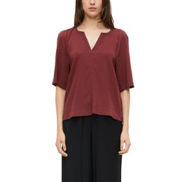 Schlupfbluse s.Oliver, Damen, Gr. 42, rot (schwarz pomegranat), Web, Obermaterial: 95% Viskose, 4% Polyamid, 1% Elasthan, unifarben, l&auml;ssig geschnitten h&uuml;ftbedeckend, Rundhals, abgesteppte Kante, Blusen Schlupfbluse, 3/4 Arm Bluse mit Splitneck