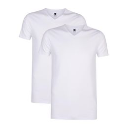 T-Shirt PETROL INDUSTRIES "Men Body Fit V-Neck - 2PACK", Jungen, Gr. L (40), hellwei&szlig;, Jersey, Obermaterial: 95% Baumwolle, 5% Elasthan, k&ouml;rpernah normal, V-Ausschnitt, Shirts T-Shirt, Auch ideal zum Unterziehen