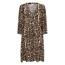 Midikleid Kaffe "Kleid KApedra", Damen, Gr. 34, N-Gr, beige (naturel leopard print), Obermaterial: 50% Viskose CV. 50% Viskose LENZING ECOVERO CV LenzEcov., Kleider Midikleid