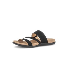 Pantolette Gabor, Damen, Gr. 37, schwarz, Textil, Schuhe Pantolette, Keilabsatz, Schupfschuh, Sommerschuh mit feinen Riemen