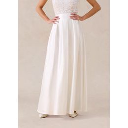 bonprix Maxirock aus gl&auml;nzendem Satin, wei&szlig;, Gr.36, Ausgestellter Maxirock aus gl&auml;nzendem Satin mit Faltenbund