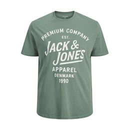 Jack & Jones PlusSize T-Shirt "JPRBLUZANE SS TEE FST PLS", Jungen, Gr. 3XL, laurel wreath, Jersey, Obermaterial: 100% Baumwolle, JACK & JONES PLUSSIZE, bedruckt, regular fit normal, Rundhals, gerader Abschluss, Shirts T-Shirt, mit Logo Schriftzug