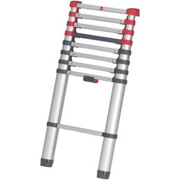 Teleskopleiter Hailo "FlexLine", grau (aluminiumfarben), B:46cm H:94cm L:8cm, Aluminium, Leitern, Alu-Sicherheits-Teleskopleiter 9 Sprossen