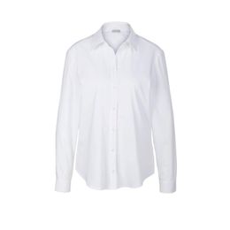 Langarmbluse GOLDNER "Basicbluse mit Hemdkragen", Damen, Gr. 44, wei&szlig;, Obermaterial: 65% Baumwolle CO. 31% Polyamid PA. 4% Elasthan EL., eng Manschette, Blusen, Seitenschlitze f&uuml;r mehr Bewegungsfreiheit