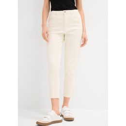Mom-Jeans bonprix, Damen, Gr. 46, N-Gr, wollwei&szlig; (l&auml;nge: regul&auml;r), Obermaterial: 98% Baumwolle, 2% Elasthan, loose fit, Jeans, Loose Fit, Stretch-Anteil, 5-Pocket-Design