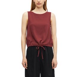 Blusentop s.Oliver, Damen, Gr. 44, braun (schwarz pomegranat), Web, Obermaterial: 95% Viskose, 4% Polyamid, 1% Elasthan, unifarben, normal h&uuml;ftbedeckend, Rundhals, abgesteppte Kante, Blusen Blusentop, Sommertop mit Stretch