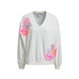 Smith & Soul Sweatshirt SMITH & SOUL, Damen, Gr. M, bunt (sanftes wei&szlig;), Sweatware, Obermaterial: 70% Baumwolle, 30% Polyester, unifarben, oversize h&uuml;ftbedeckend, V-Ausschnitt, angesetztes B&uuml;ndchen, Sweatshirts Sweatshirt, mit V-Ausschnitt, Oversize Fit