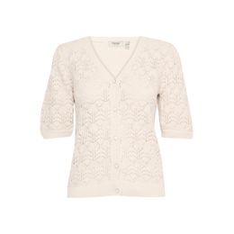 Strickjacke Fransa "Strickjacke FRKATELEEN", Damen, Gr. M, beige (birch), Obermaterial: 100% Baumwolle CO., Strickjacken Strickjacke