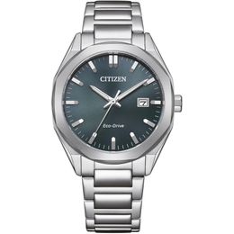 Solaruhr Citizen, silber (silberfarben, petrol), Armbanduhren, Herren, Armbanduhr, Herrenuhr, Datum, Edelstahlarmband