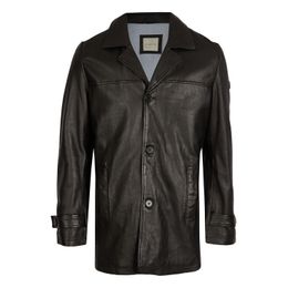 Wintermantel Bugatti "BUPAOLO", Herren, Gr. 48, schwarz, Obermaterial: 100% Lammleder LEL. Futter: 50% Baumwolle CO. 50% Polyester PES., slim fit, V-Ausschnitt, M&auml;ntel Wintermantel, mit Reverskragen
