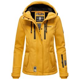 Softshelljacke Marikoo "Kleine Zicke", Damen, Gr. M, gelb (amber gelb), Obermaterial: 98% Polyester, 2% Elasthan, Innenseite: 100% Polyester, Jacken Softshelljacke, sportliche Funktionsjacke