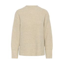 Strickpullover Kaffe "Strickpullover KAelina", Damen, Gr. L, beige (feather gray melange), Obermaterial: 80% Polyester PES. 10% Wolle mw. 10% Polyamid PA., Pullover Strickpullover