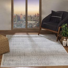 Teppich LIVABLISS "PENZA", grau, B:200cm H:10mm L:275cm, Polypropylen (PP), Teppiche, Teppich, Vintage Orient Teppich im Boho Stil