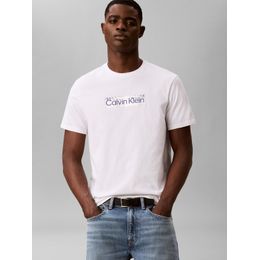 T-Shirt Calvin Klein, Jungen, Gr. L, hellwei&szlig;, Jersey, Obermaterial: 100% Baumwolle, unifarben, regular fit normal, Rundhals, abgesteppte Kante, Shirts T-Shirt, Reine Baumwolle, Regular Fit, Glanzdruck
