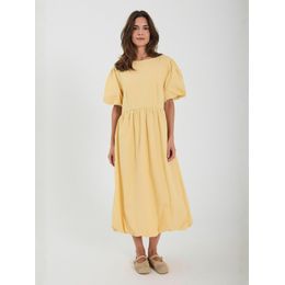Jerseykleid NORR "NORR Dress Fraser", Damen, Gr. 34, dusty gelb, Obermaterial: 100% Baumwolle, Kleider Jerseykleid